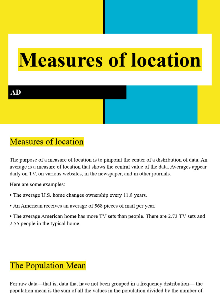 221 Measures of Location | PDF | Mean | Arithmetic Mean