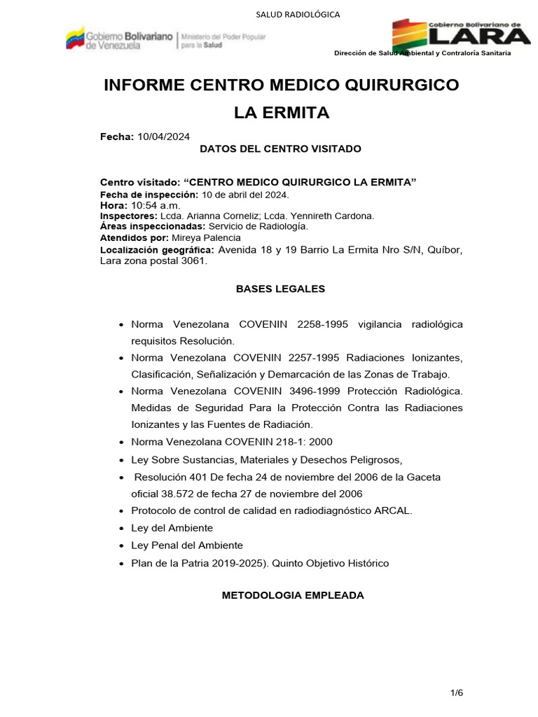 Informe La Ermita | PDF | Radiología | Imagenes medicas