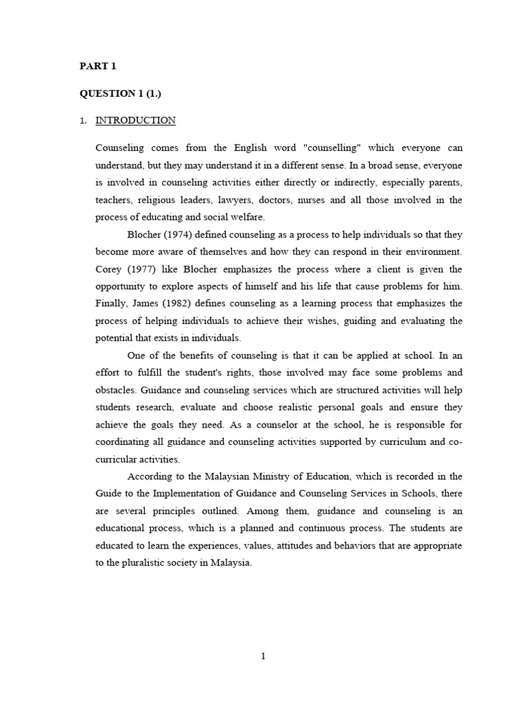 PART 1 - Question 1 | PDF | Counseling Psychology | Nonverbal Communication