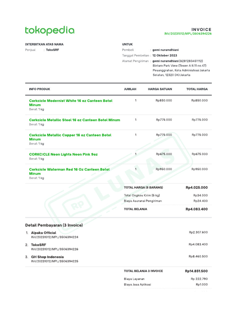 Invoice 2 - Tokopedia | PDF