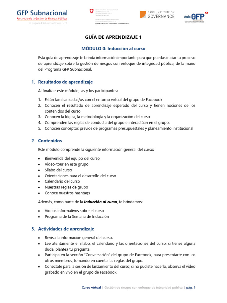 Guía de Aprendizaje 1 | PDF | Aprendizaje