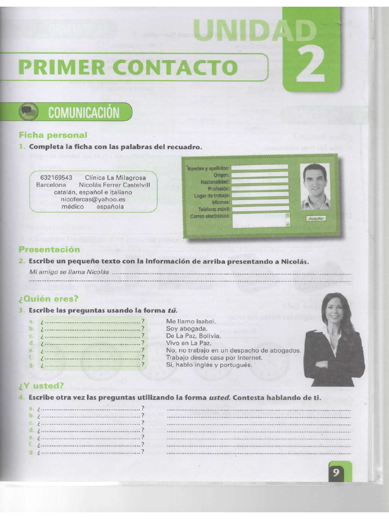 Cuaderno de Ejercicios Vente 1 Unidad 2 | PDF