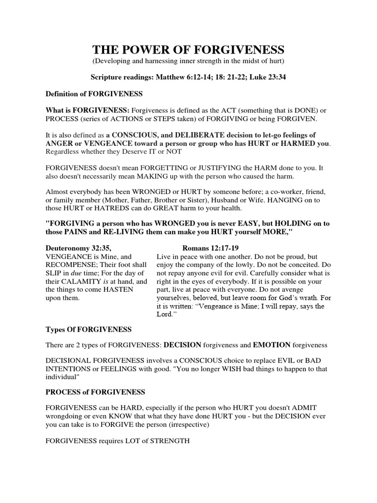 The Power of Forgiveness | PDF | Forgiveness | Religious Belief And ...