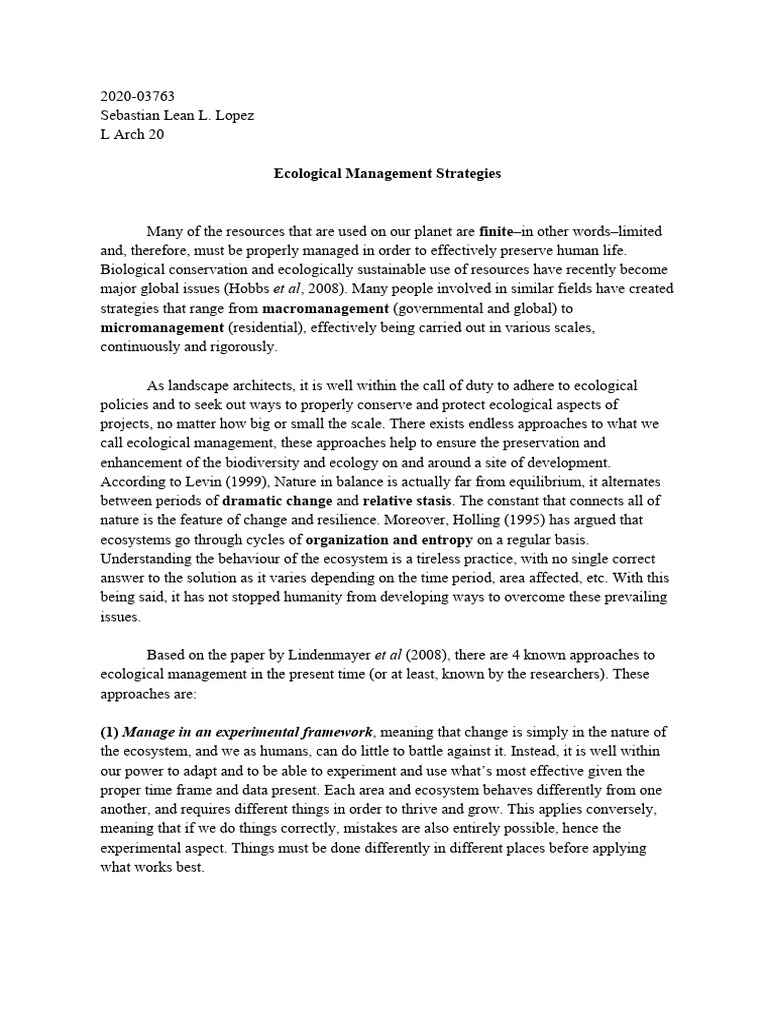 Ecological-Management-Strategies-Paper | Download Free PDF | Ecology ...