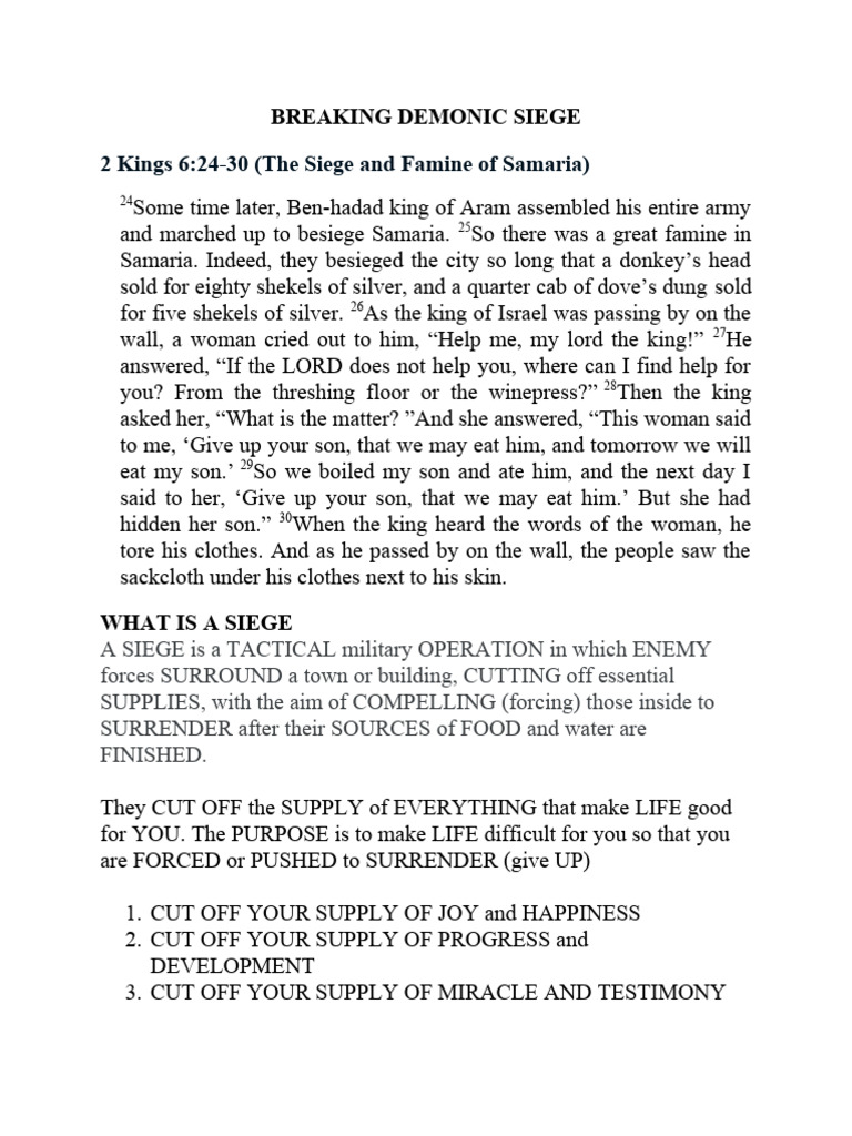 Breaking Demonic Siege | PDF | Books Of Kings