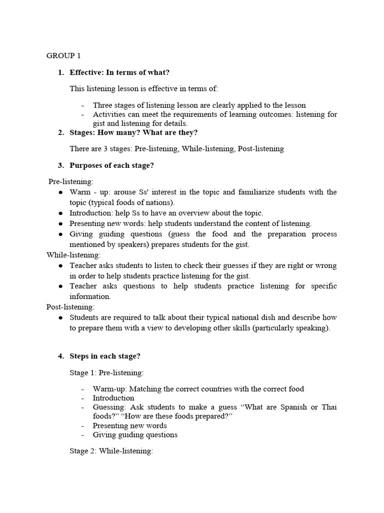 Group 1 - Teaching Listening | PDF | Learning | Education Theory