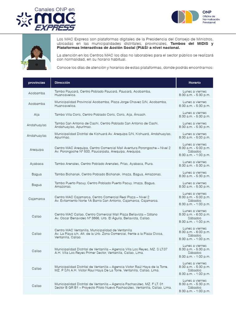 ONP OV Canales Mac Express | Descargar gratis PDF | Perú
