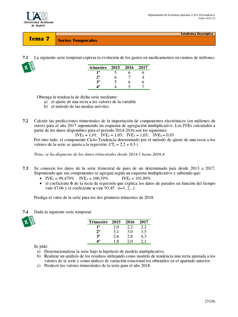 Cuadernillo de Problemas Descriptiva. Enunciados - Páginas 27 - 29 | Descargar gratis PDF ...