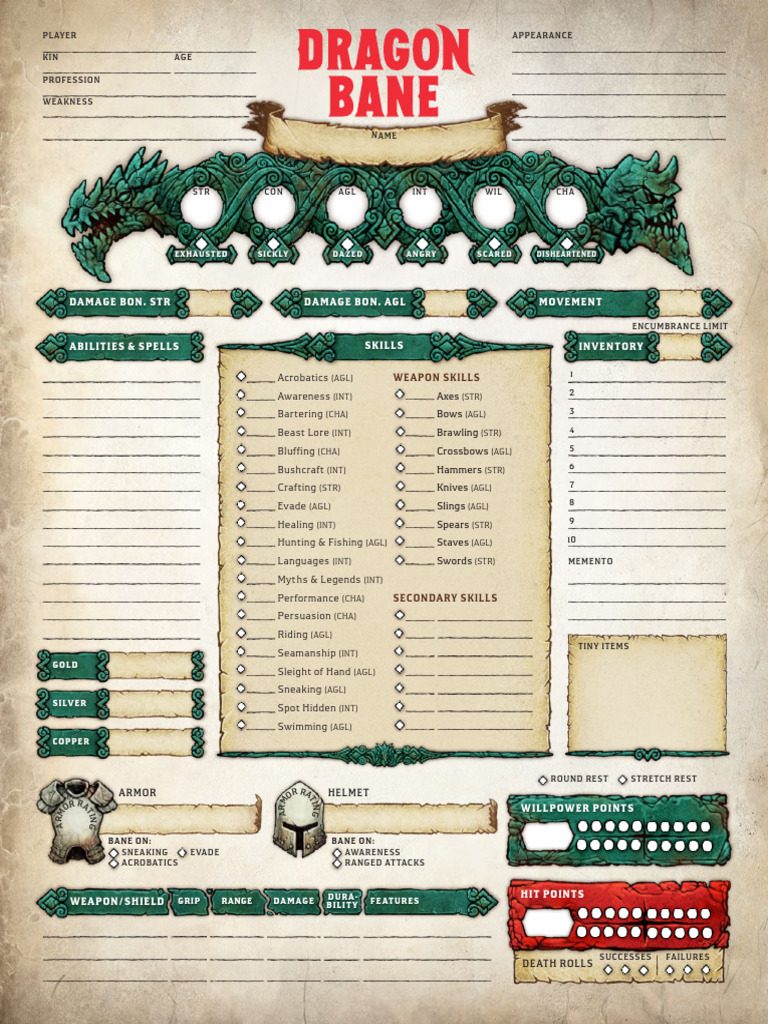 Dragonbane Character Sheet | PDF