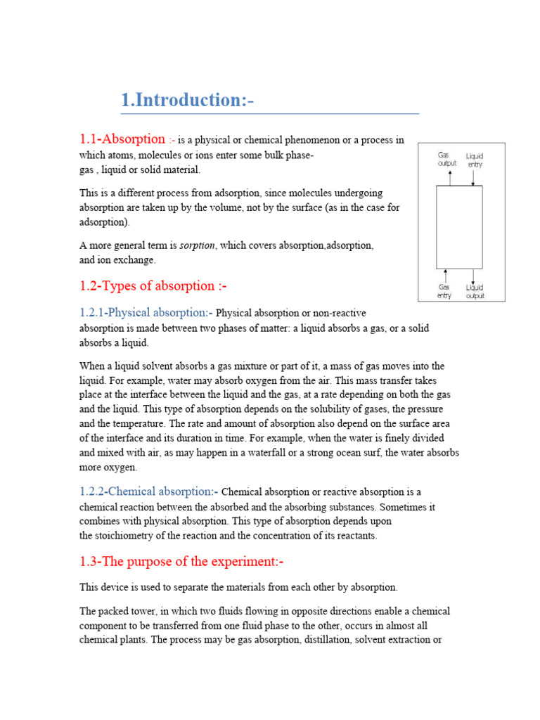 Gas Absorption Column Plant | PDF | Absorption (Chemistry) | Adsorption