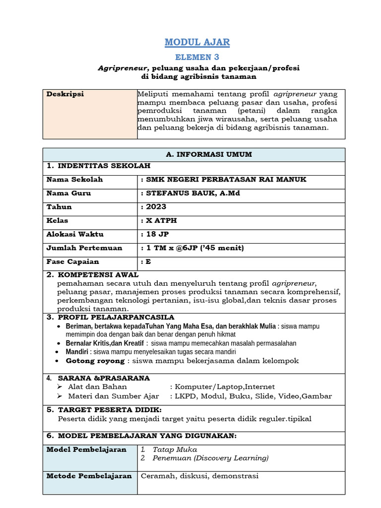 MODUL AJAR ATM Elemen 3 | PDF | Seni