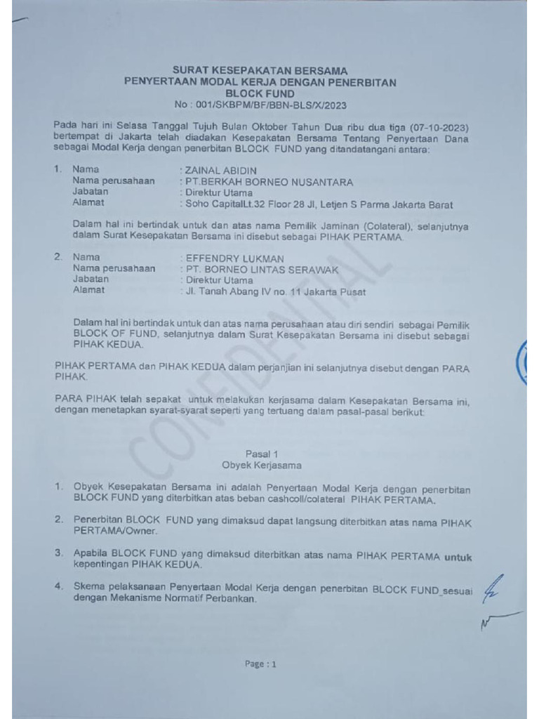 MOU Block Fund | PDF