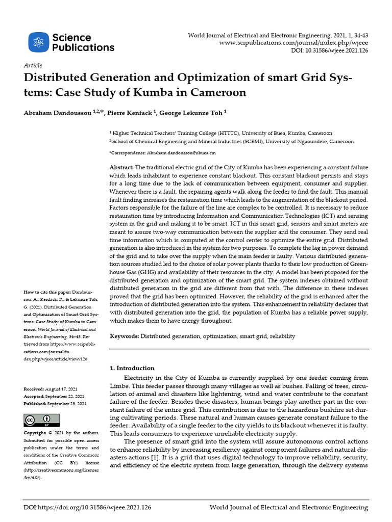 Distributed Generation and Optimization of Smart G | PDF | Electrical Grid | Distributed Generation