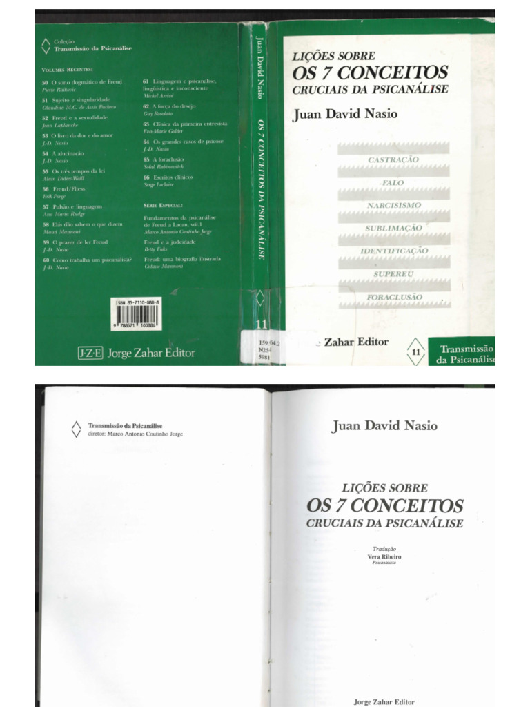 Lies Sobre Os 7 Conceitos Cruciais Da Psicanlise Juan David Nasio.1 | PDF Lies Sobre Os 7 Conceitos Cruciais Da Psicanlise Juan David Nasio.1 | PDF