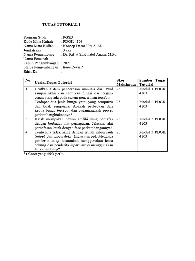 Tugas Tutorial Konsep Dasar IPA | PDF | Sains & Matematika