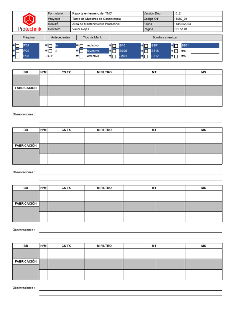 Formato para Toma de Muestras - TMC | PDF
