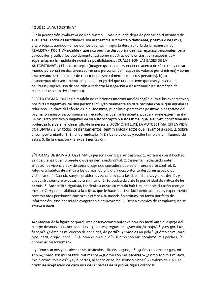Qué Es La Autoestima Pdf Autoestima Psicología Social
