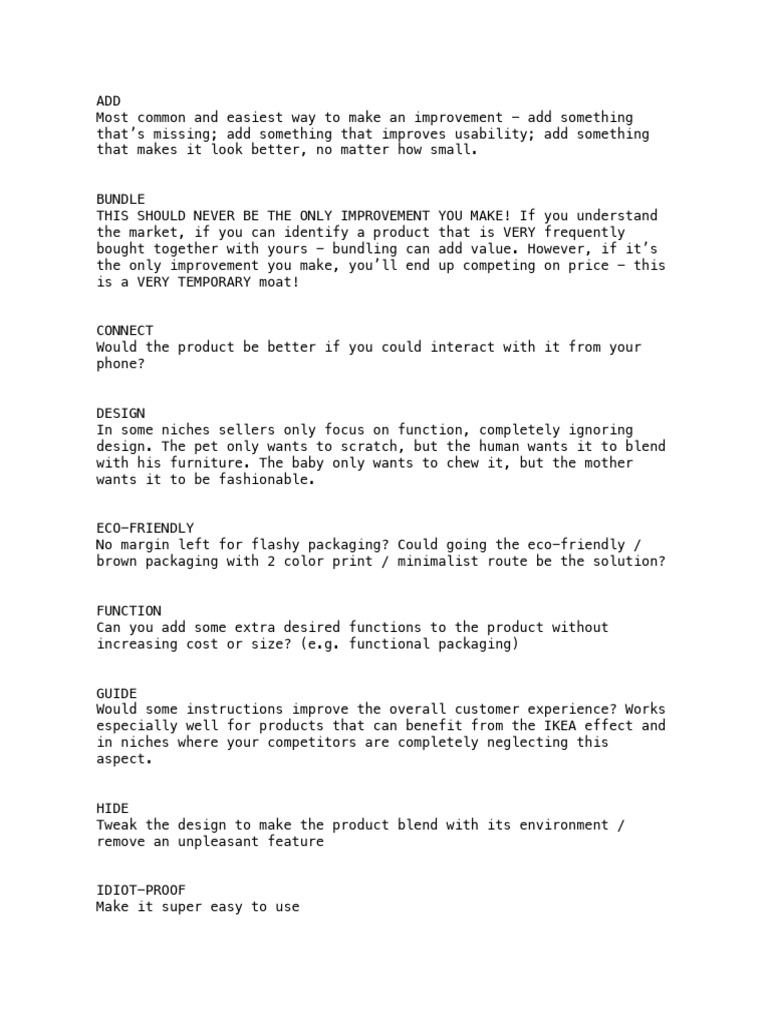 The A-Z Of Product Improvements (How to Build a Moat) | PDF