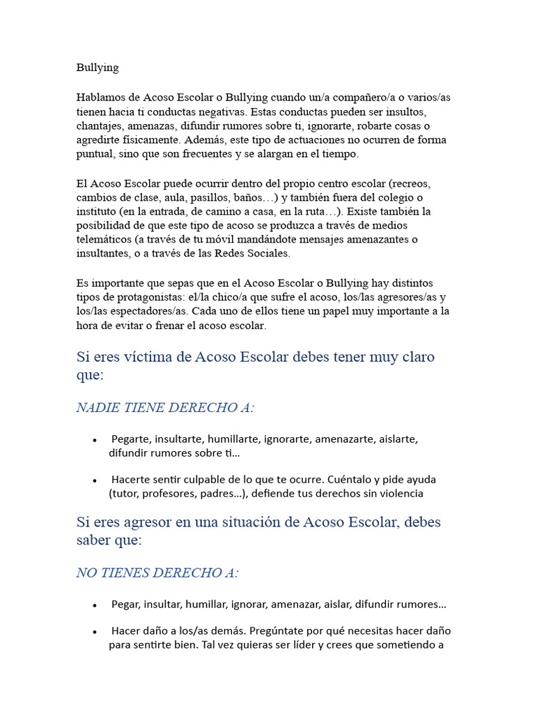 Bullying Ideas | PDF | Injusticia | Agresión