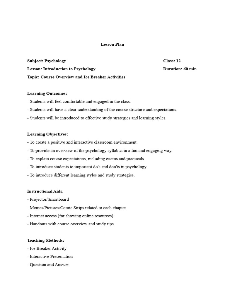 Lesson Plan | PDF | Learning Styles | Lesson Plan