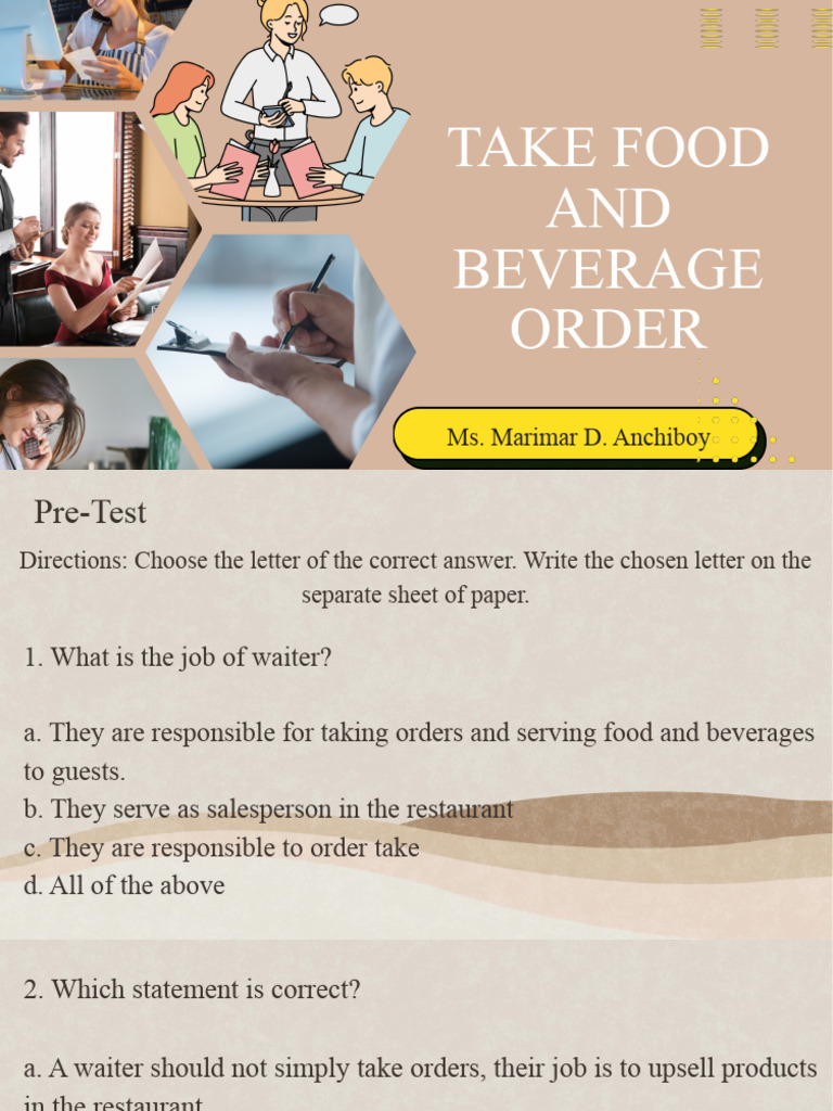Order Taking Procedures | PDF | Menu | Waiting Staff