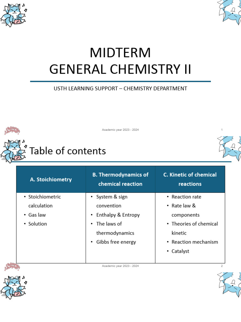 (Midterm) General Chemistry II - Learning Support | PDF | Reaction Rate | Stoichiometry