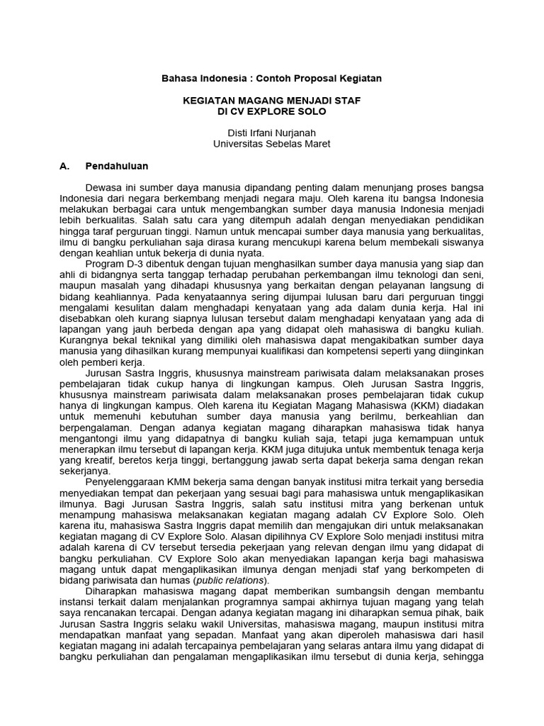 Contoh Proposal Kegiatan (BI Sesi 11) | PDF