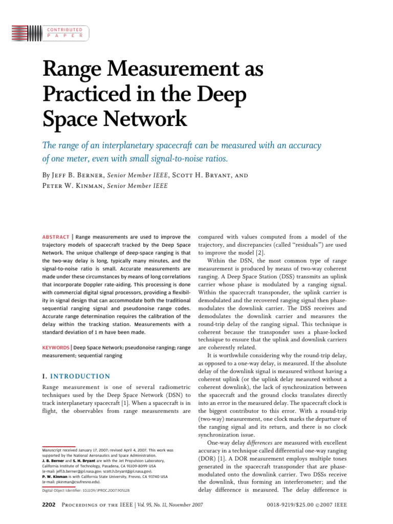 Range Measurement As Practiced in The Deep Space Network | PDF | Nasa ...