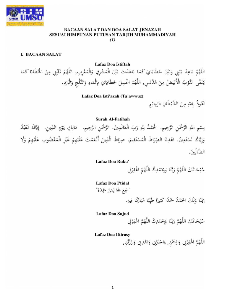 1-Bacaan-Salat-dan-Doa-Salat-Jenazah-Materi-Mentoring | PDF