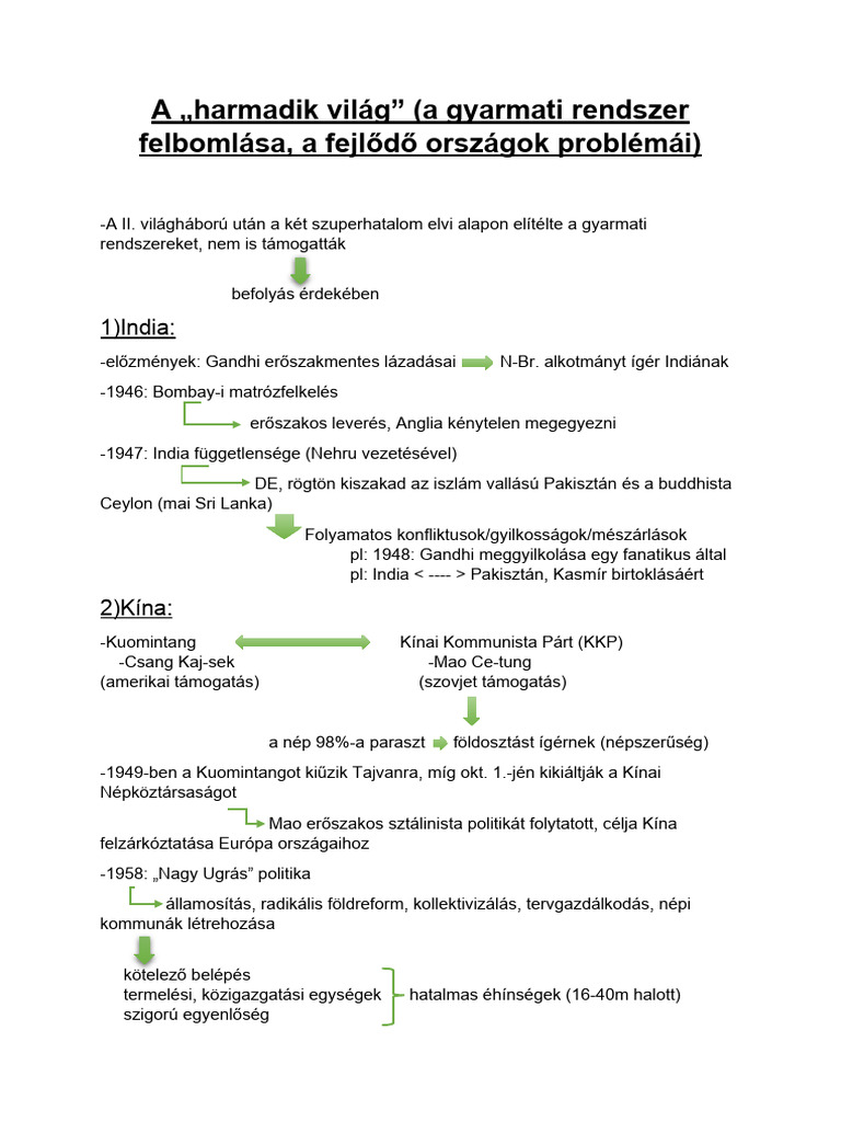 A Harmadik Világ" (A Gyarmati Rendszer Felbomlása, A Fejlődő Országok ...