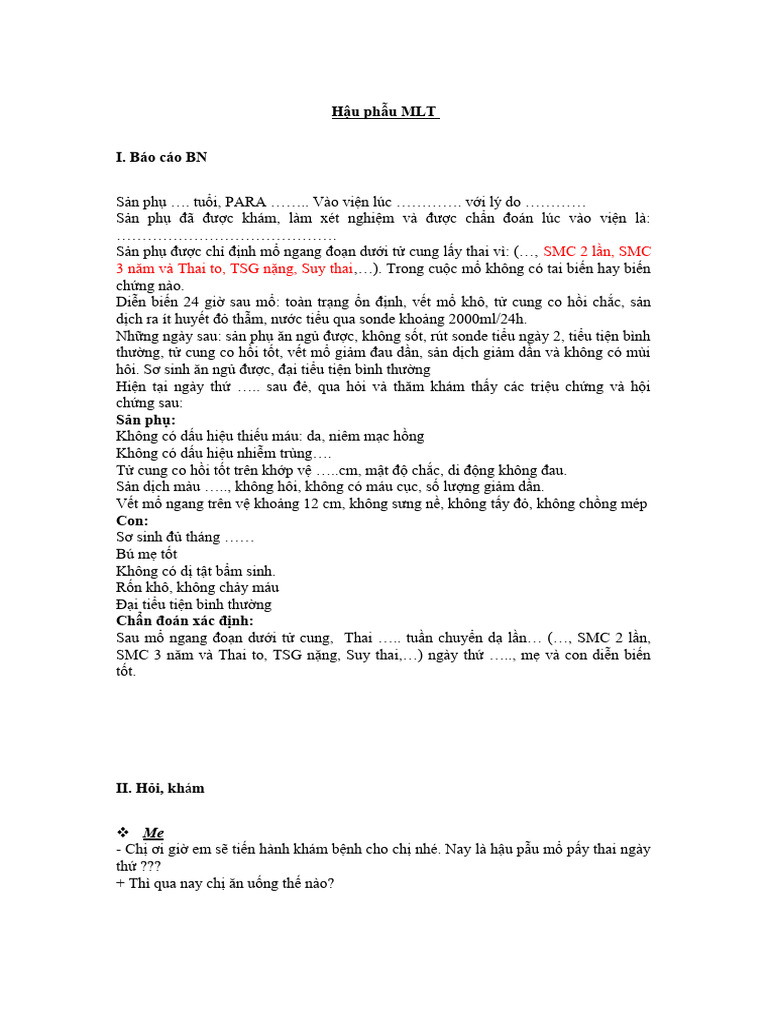 LS_ Hậu phẫu MLT | PDF