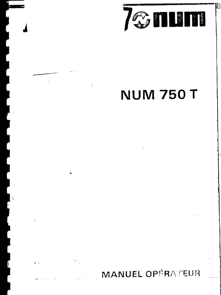 NUM CNC User Guide 750t | PDF