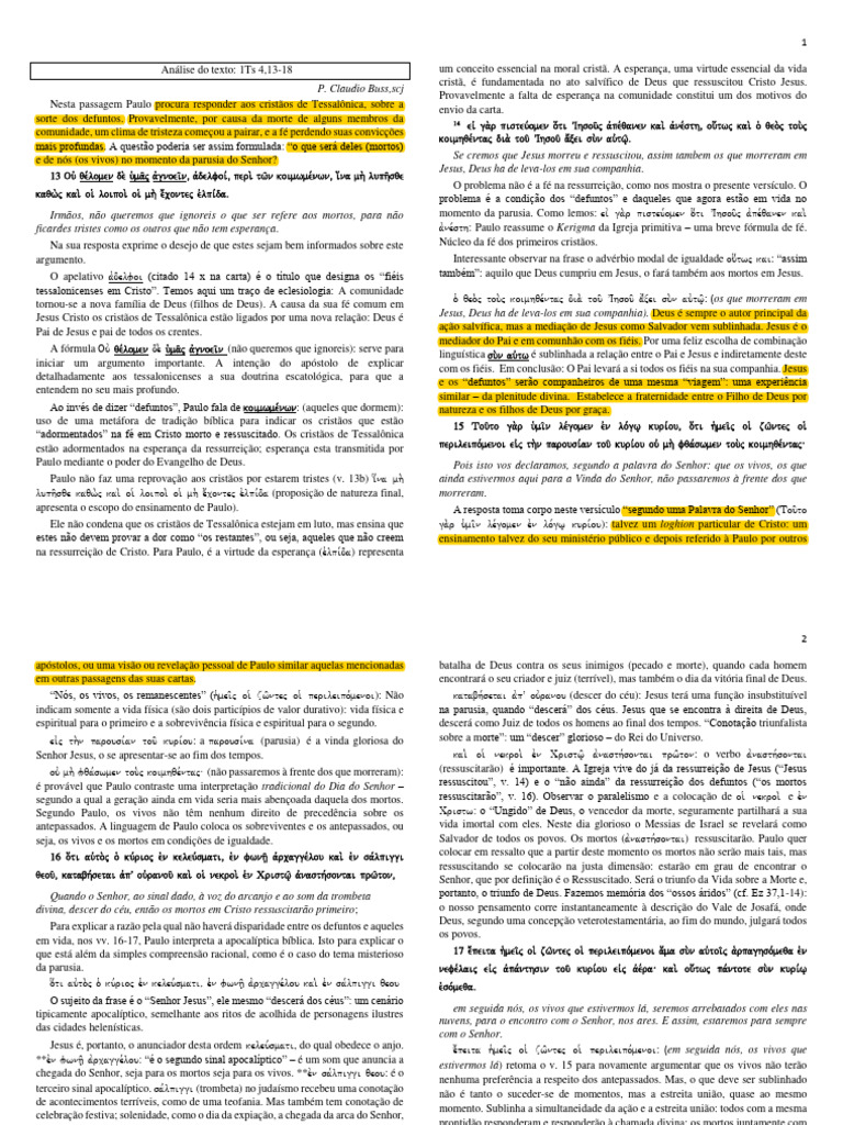 Esperança na Ressurreição em 1Ts 4:13-18 | PDF | Escatologia | Segunda ...