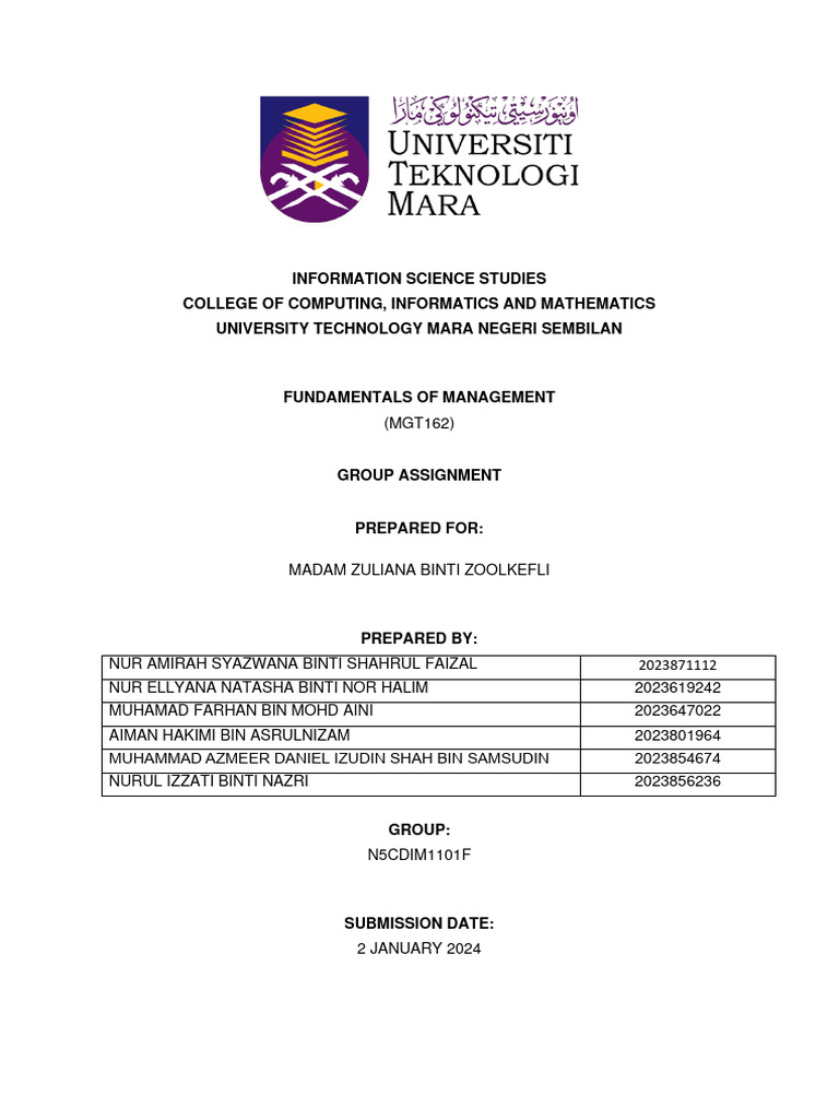 MGT162 Group Assignment Overview | PDF | Leadership | Business