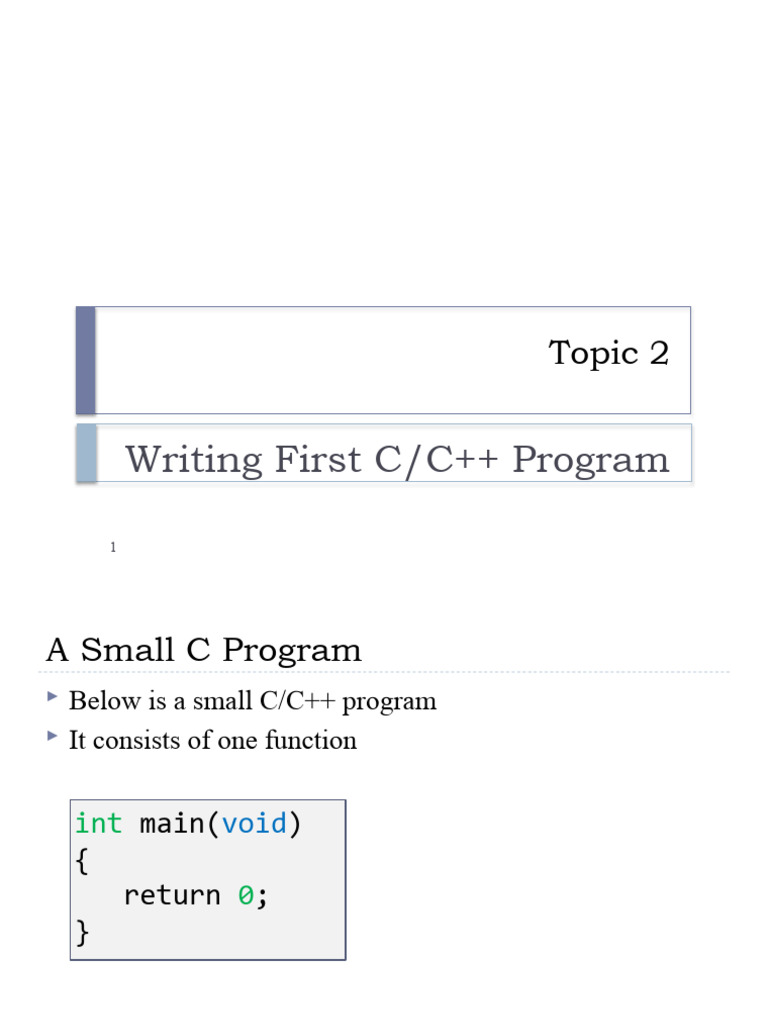 Topic 02 Writing First C++ Program | PDF | C (Programming Language) | Integer (Computer Science)