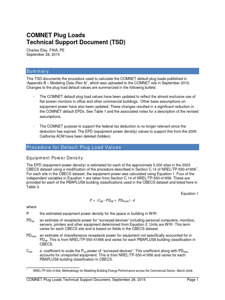 Plug Loads TSD | PDF | Hospital | Patient