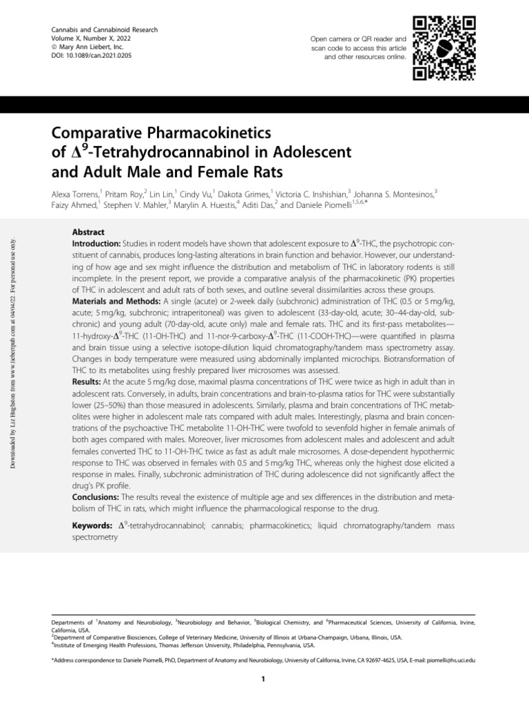 can.2021.0205 | PDF | Tetrahydrocannabinol | Pharmacokinetics