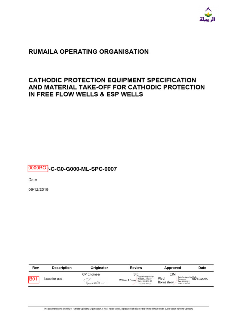 Rumaila Operating Organisation: 0000RP-C-G0-G000-ML-SPC-0007 | PDF ...