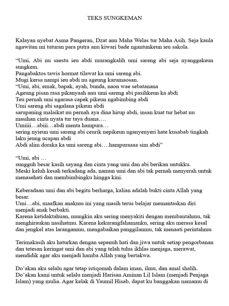 TEKS SUNGKEMAN Wisuda 2022-2023 | PDF