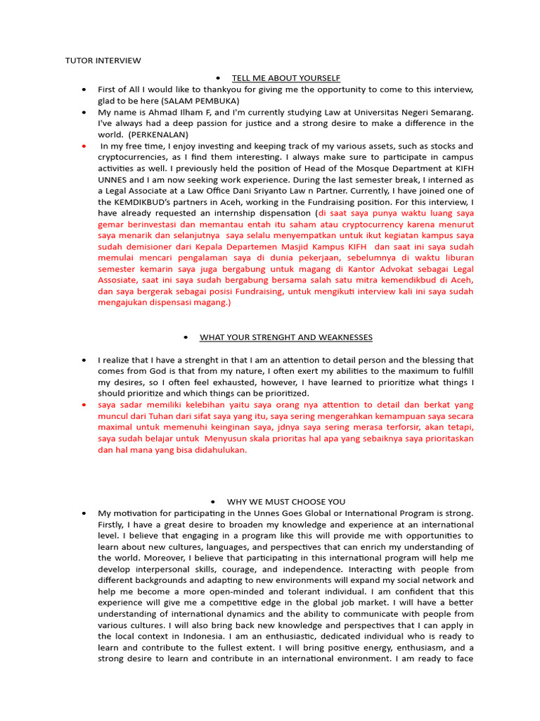 Kisi2 Interview KKN Inter | PDF