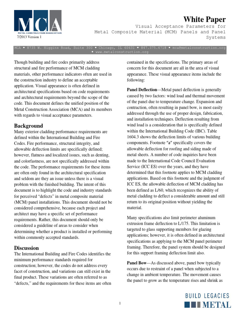 Visual Appearance Parameters MCM Panels | PDF | Specification ...