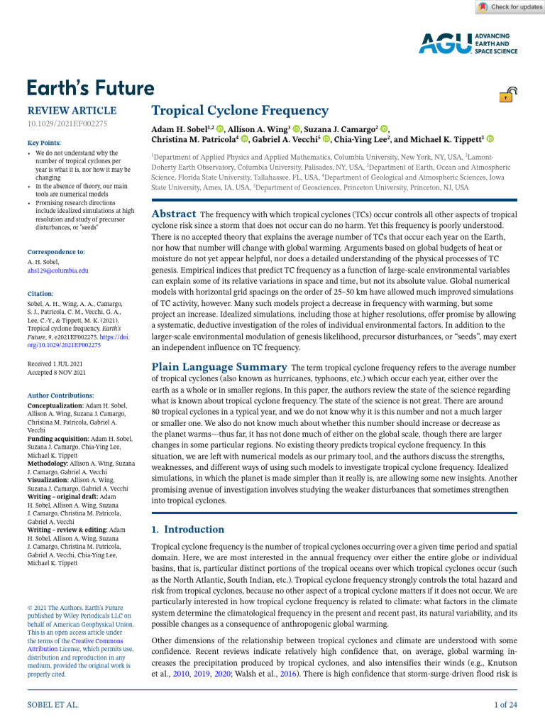 Tropical Cyclone Frequency: Review Article | PDF | Tropical Cyclones ...