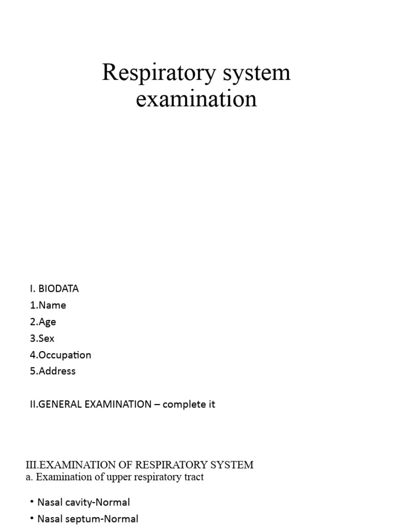 CLINICAL Respiratory System Examination | PDF | Respiratory System | Lung