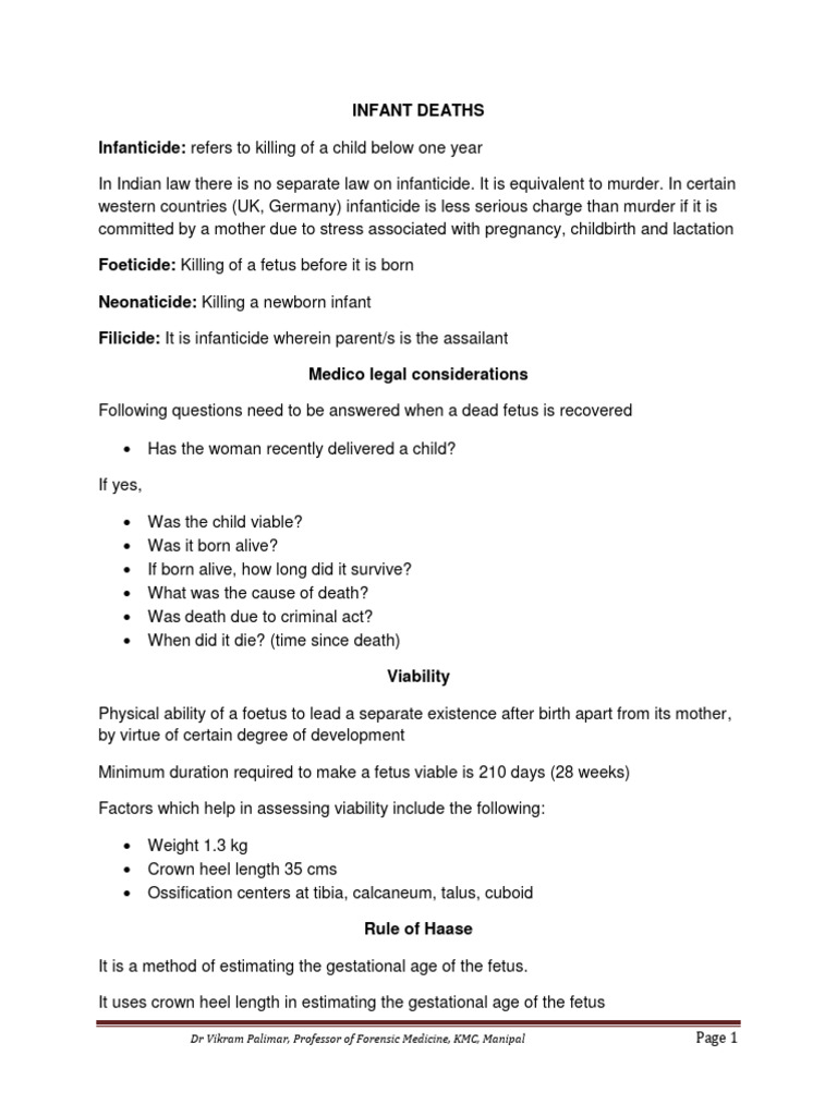 Handout. Infanticide 2 | PDF | Fetal Viability | Mother