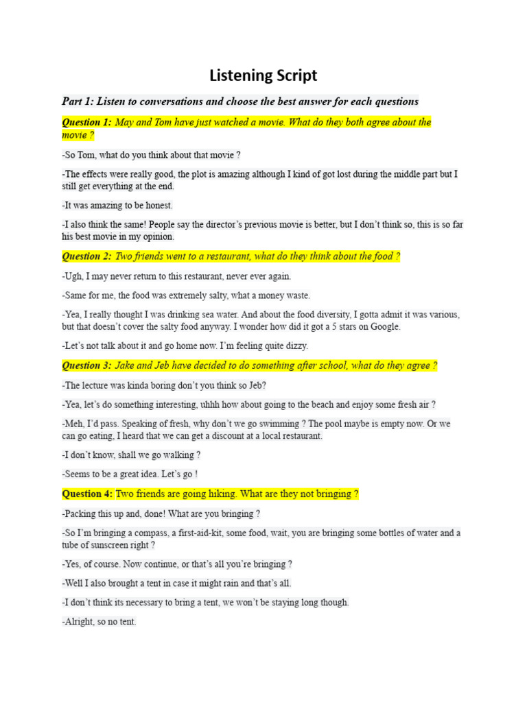 Listening Script | PDF