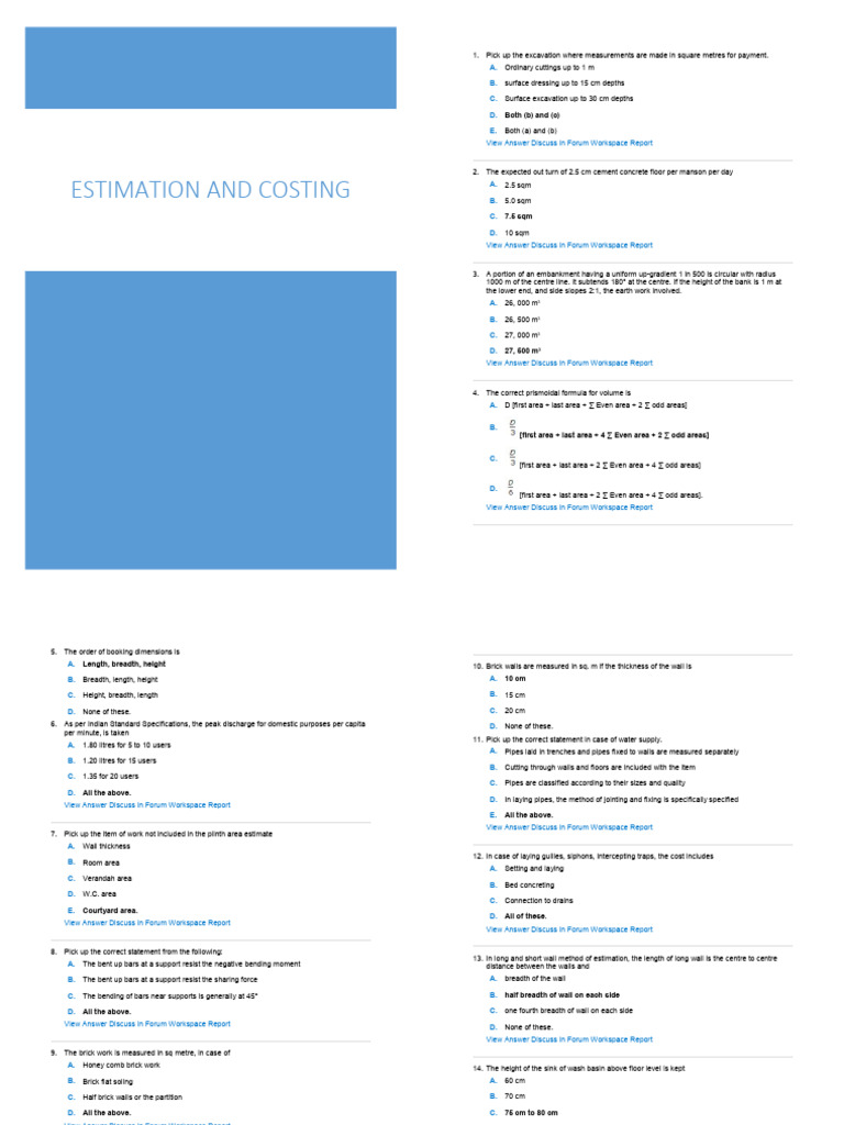 Estimate | PDF | Area | Concrete
