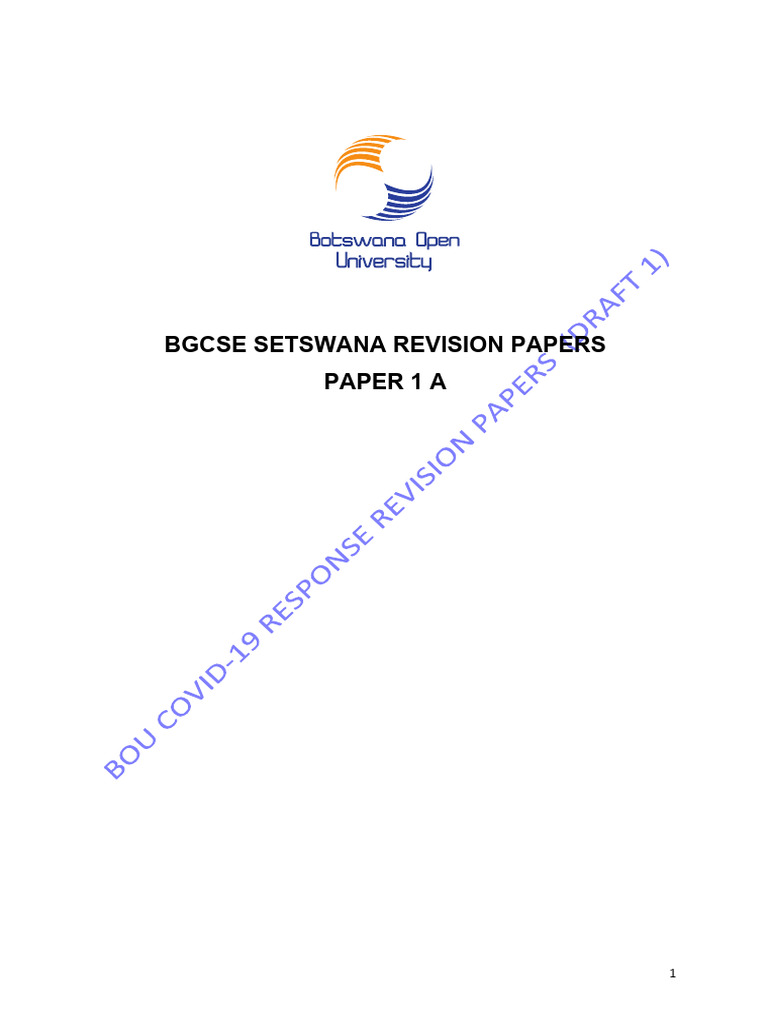 BGCSE Setswana Paper 1 | PDF