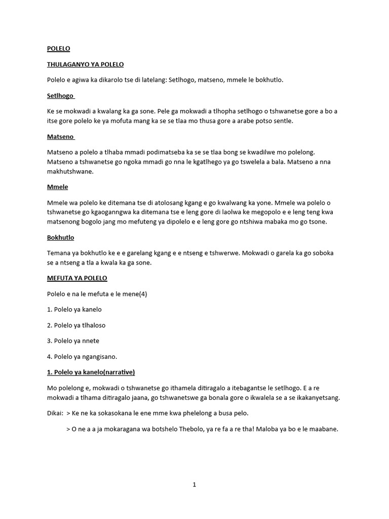 Polelo Notes 2 | PDF | Linguistics | Languages