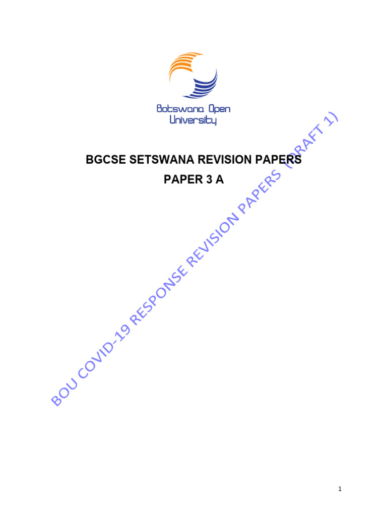 BGCSE Setswana Revision Paper 3 | PDF | Linguistics | Languages Of Africa
