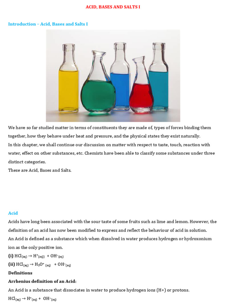 Chemistry of Acids Explained | PDF | Acid | Hydrochloric Acid